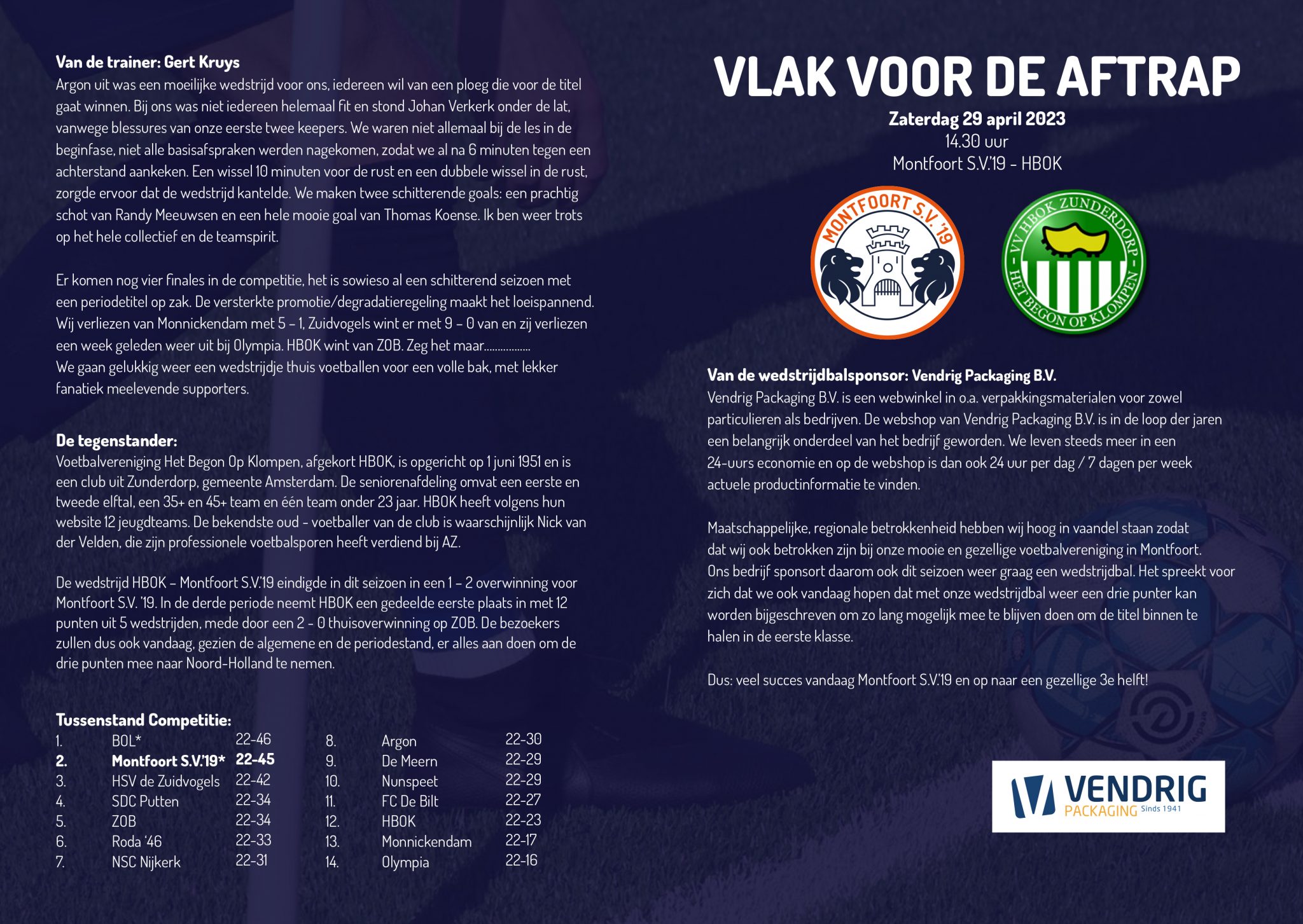 Vlak voor de aftrap | Montfoort S.V. '19