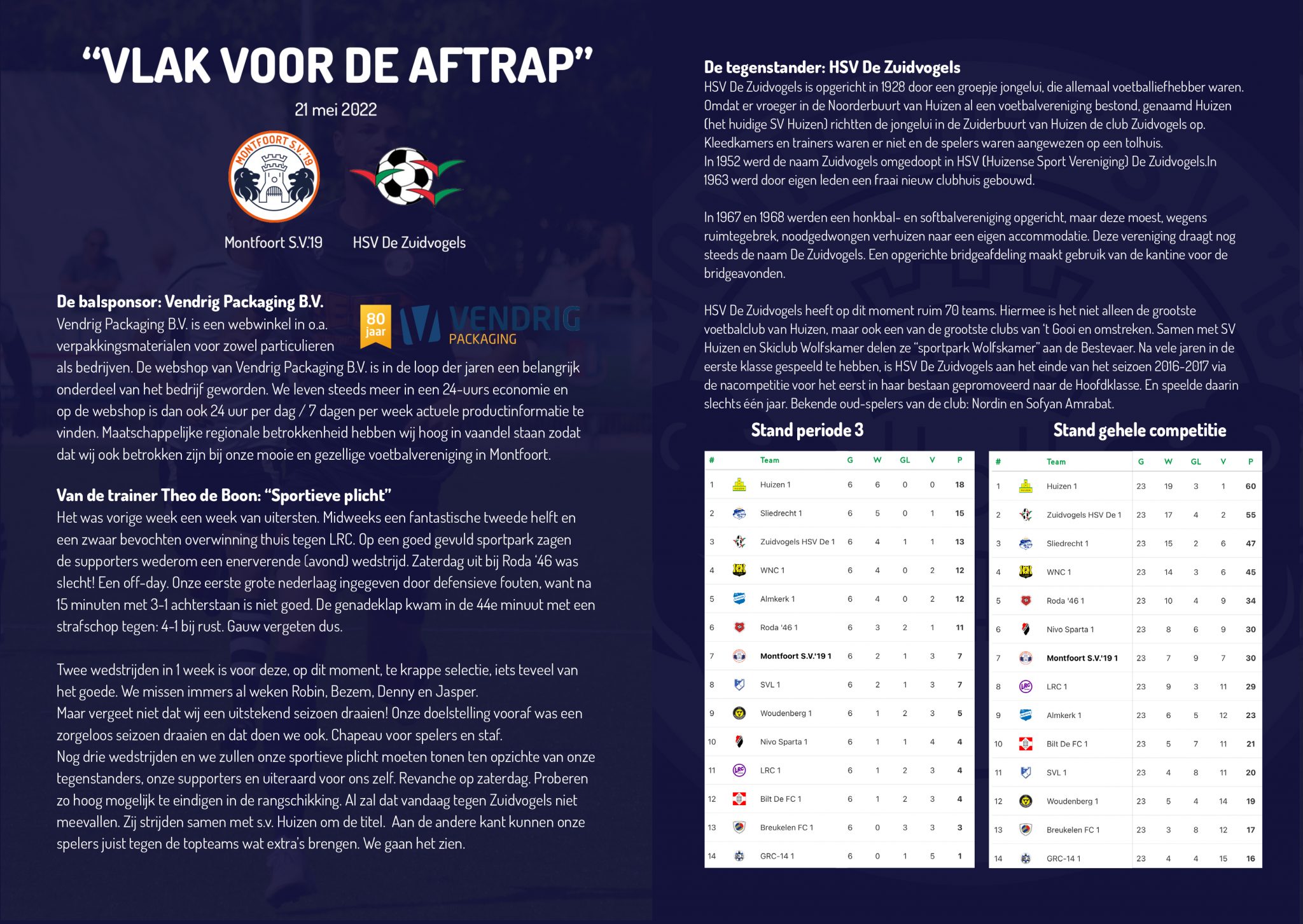 Vlak voor de aftrap | Montfoort S.V. '19
